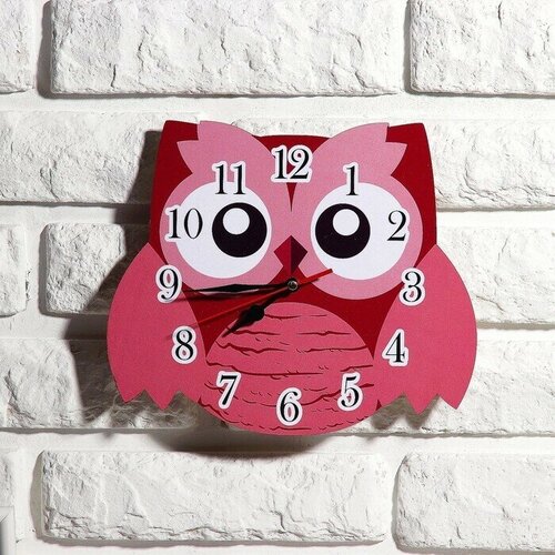 Часы настенные, серия- Детские, "Розовая сова", 24 см,