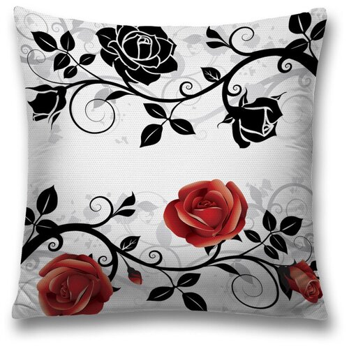 Наволочка декоративная на молнии, чехол на подушку JoyArty "Два цвета роз" 45х45 см