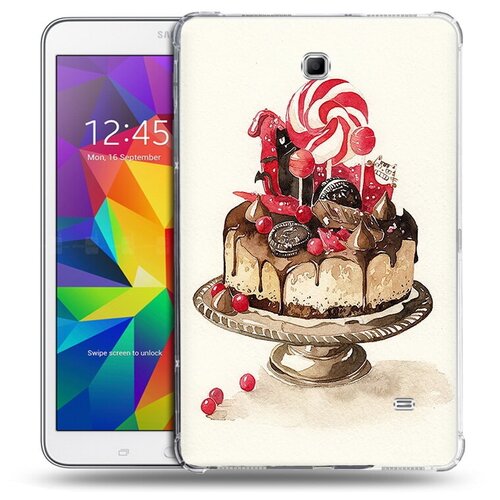 Чехол задняя-панель-накладка-бампер MyPads вкусный торт для Samsung Galaxy Tab 4 8.0 SM-T330/T331/T335 противоударный