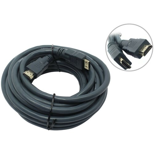 Кабель HDMI(m) - HDMI(m) 5.0м Wize, v2.0, позол. контакт, экран, темно-серый (CP-HM-HM-5M)