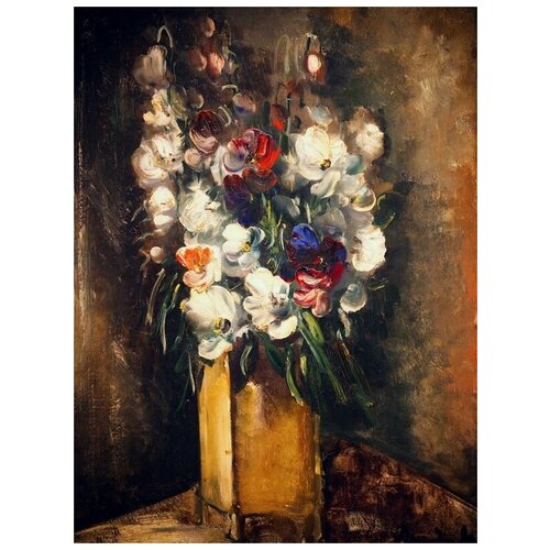 Репродукция на холсте Цветы в вазе (Flowers in Vase) №2 Вламинк Морис 40см. x 53см.
