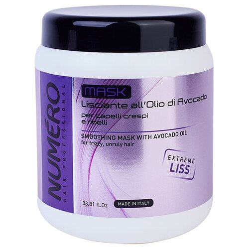 Brelil Professional Numеro Liss Smoothing Mask with Avocado Oil Разглаживающая маска для волос, 1060 г, 1000 мл, банка