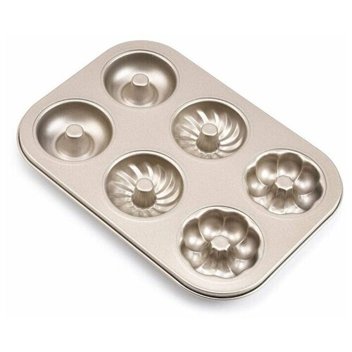 Форма для выпекания пончиков, силиконовая, золотистый, 2,5х26,5х18,5 см, Kitchen Angel KA-FORM-13