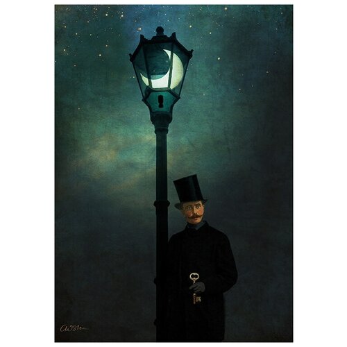 Интерьерный постер на стену картина для интерьера в подарок плакат "Moonlight" размера 50х70 см 500*700 мм в черной раме для декора