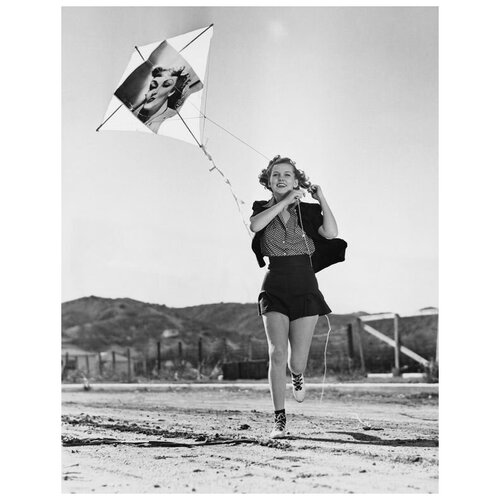 Постер на холсте Девушка с воздушным змеем (A girl with a kite) 30см. x 39см.