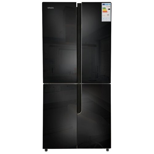 Холодильник Ginzzu NFK-500 Black glass, черный