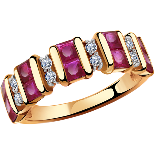Кольцо Diamant online, золото, 585 проба, бриллиант, рубин, размер 19