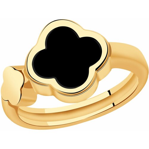 Кольцо Diamant online, золото, 585 проба, оникс, размер 16.5, черный