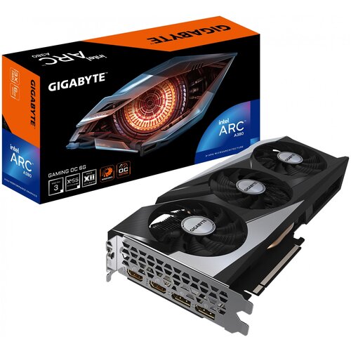 Видеокарта Gigabyte PCI-E 4.0 GV-IA380GAMING OC-6GD INTEL ARC A380 6Gb 96bit GDDR6 2450/15500 HDMIx2 DPx2 HDCP Ret