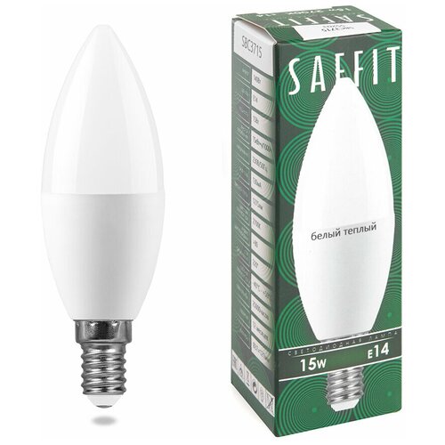 Лампа светодиодная SAFFIT SBC3715 Свеча E14 15W 2700K, 10 шт.