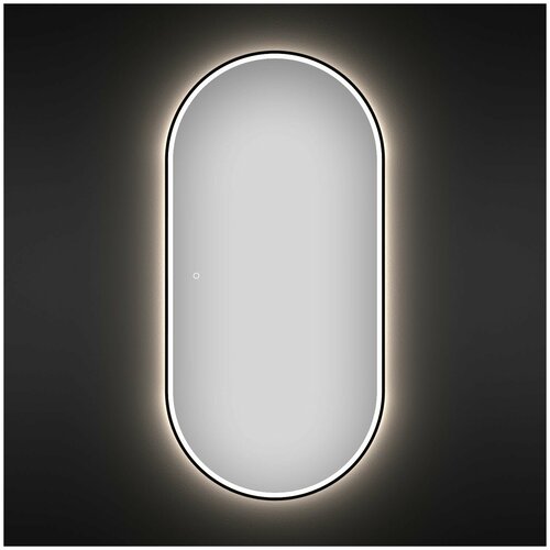 Настенное зеркало в ванную с подсветкой для макияжа Wellsee 7 Rays' Spectrum 172201620 : влагостойкое зеркало 55х100 см с черным матовым контуром
