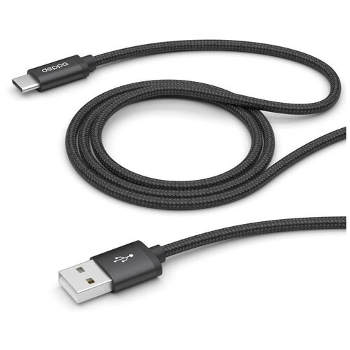 Дата-кабель Alum USB A - USB Type-C, алюминий/нейлон, USB 2.0, 2.4А, 1.2м, черный, Deppa 72328