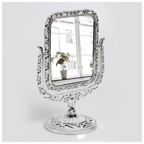 --- Зеркало настольное, с увеличением, зеркальная поверхность 9,5 х 12,5 см, цвет серебристый