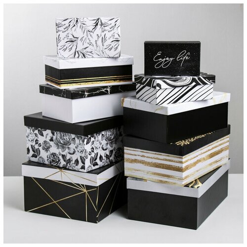 Набор подарочных коробок 10 в 1 "Счастье в простом", 12 x 7 x 4 - 32.5 x 20 x 12.5 см