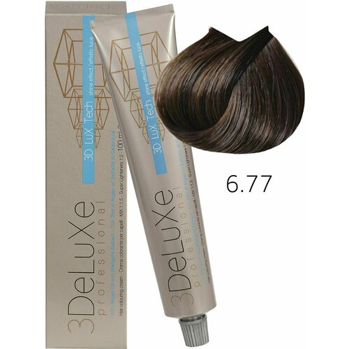 3Deluxe крем-краска для волос 3D Lux Tech, 6.77 светлый интенсивный коричневый кашемир, 100 мл