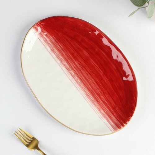 Доляна Блюдо керамическое Доляна «Космос», 30,5×21,7 см, цвет красный