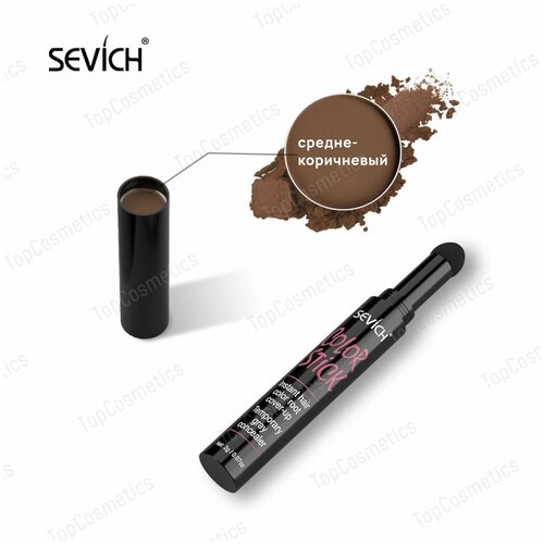 Sevich / Севич Маскирующий стик с пудрой для камуфляжа линии роста волос и пробора, 2 г, средне-коричневый