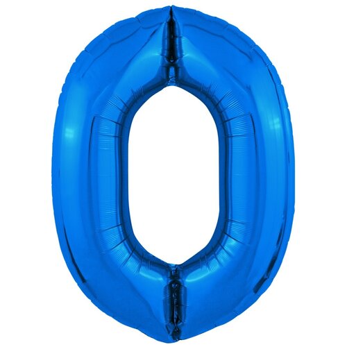 Шар фольгированный 40" LETI цифра "0", цвет синий Slim