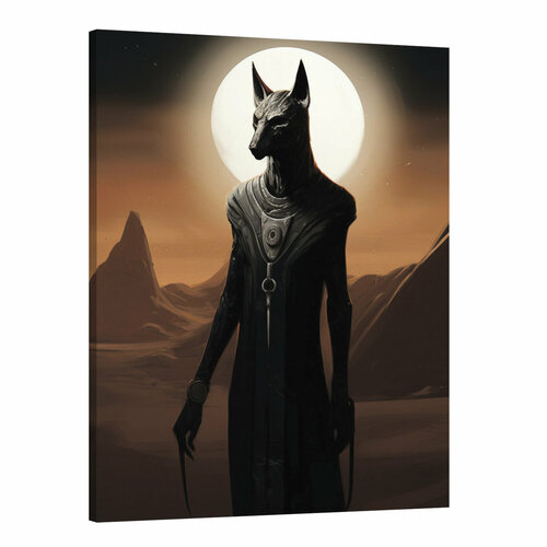 Интерьерная картина 50х70 "Анубис: хранитель тайн мистического мира"