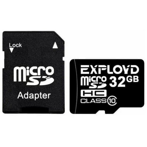 Карта памяти Exployd MicroSD, 32 Гб, SDHC, класс 10, с адаптером SD