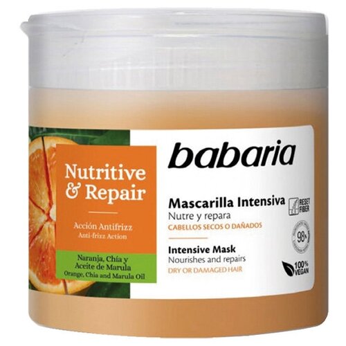 Babaria Женский Nutritive & Repair Восстанавливающая маска для волос с маслом апельсина 400мл