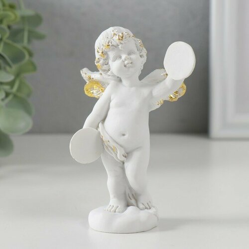 Сувенир полистоун "Белоснежный ангел с музыкальными тарелками" 10,2х7х5 см (комплект из 5 шт)