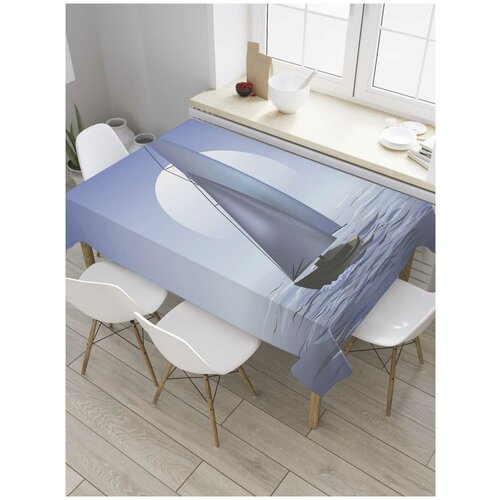 Скатерть прямоугольная JoyArty на кухонный стол "Парус в полнолуние" из оксфорда, 120x145 см