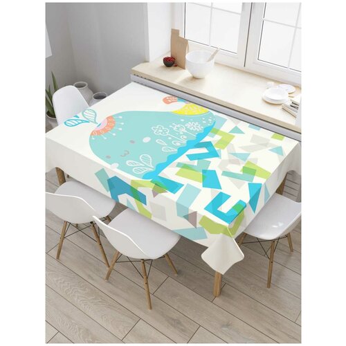 Скатерть прямоугольная JoyArty на кухонный стол "Китовая геометрия" из оксфорда, 120x145 см