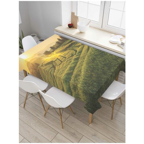 Скатерть прямоугольная JoyArty на кухонный стол "Полевые рисунки" из оксфорда, 120x145 см