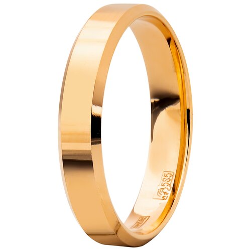 Кольцо обручальное Юверос, красное золото, 585 проба, размер 16, белый