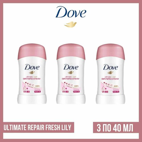 Комплект 3 шт. Антиперспирант-стик Dove Ultimate repair Fresh Lily 3 шт. по 40 мл.