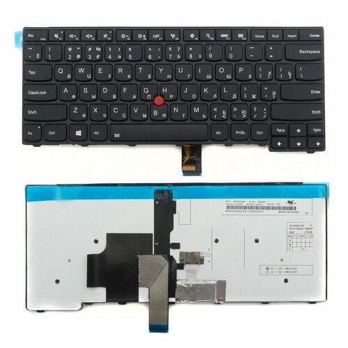 Клавиатура для ноутбука Lenovo 01AX080, Русская, черная с черной рамкой со стиком и подсветкой