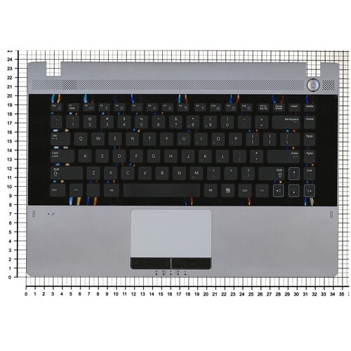 Клавиатура (топ-панель) для ноутбука Samsung RC410 NP-RC410 черная с серым топкейсом