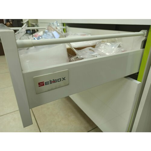 Выдвижной ящик для кухни/ Металлбокс H-160 L-350 белый+ Комплект рейлингов