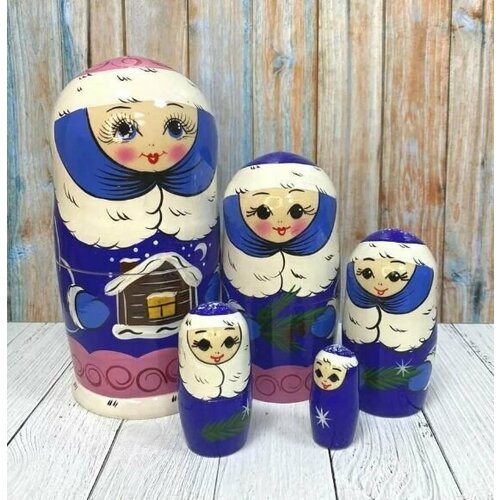 Матрешка Снегурочка 5 кукол