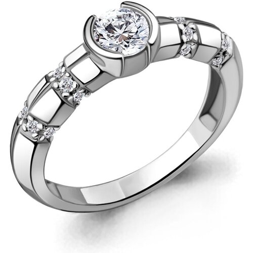 Кольцо Diamant online, серебро, 925 проба, фианит, кристаллы Swarovski, размер 18