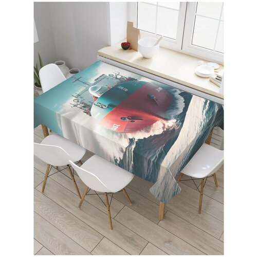 Прямоугольная тканевая скатерть на стол JoyArty с рисунком "Ледокол" 120 на 145 см