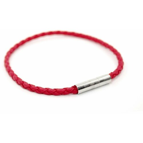 Плетеный браслет Handinsilver ( Посеребриручку ) Браслет плетеный кожаный с магнитной застежкой, размер 21 см, красный
