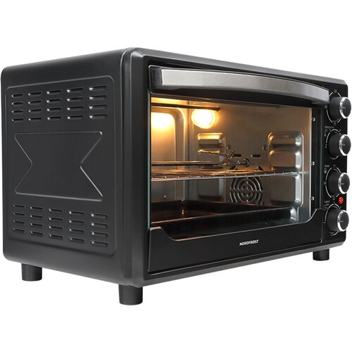 Мини-печь NORDFROST RC 350 B , электрическая настольная духовка, 1600 Вт, 35л, конвекция, гриль, таймер до 120 минут, 3 режима нагрева, черный