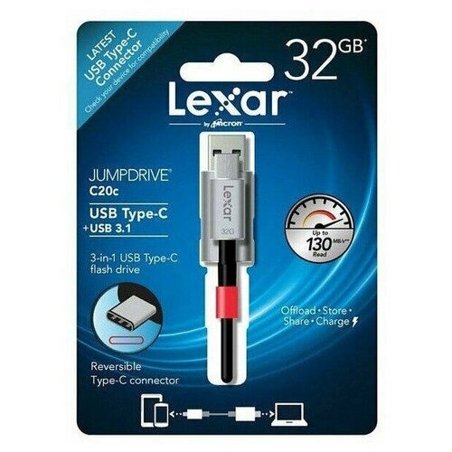 Флеш-накопитель USB 3.0 32GB Lexar JumpDrive С20с (USB 3.1/Type-C)
