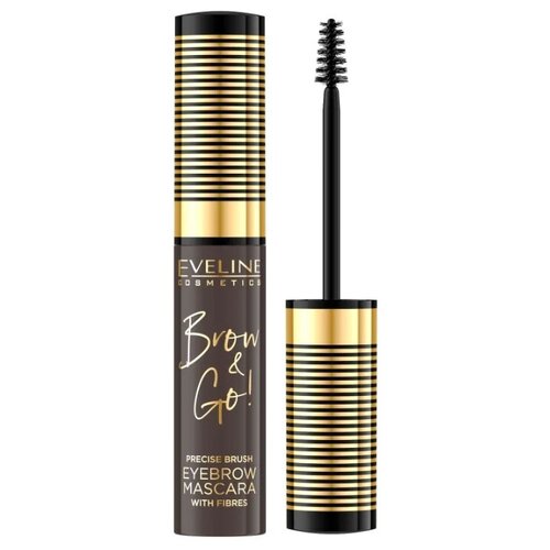 Eveline Cosmetics Тушь для бровей Brow & Go! с микрофиброй, 6 мл, 01, medium brown