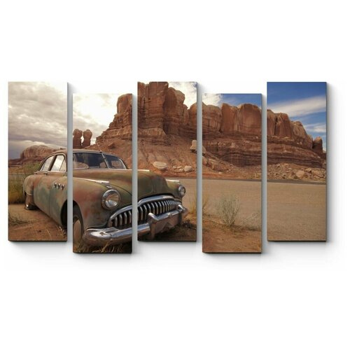 Модульная картина Винтажная машина в пустыне 120x69