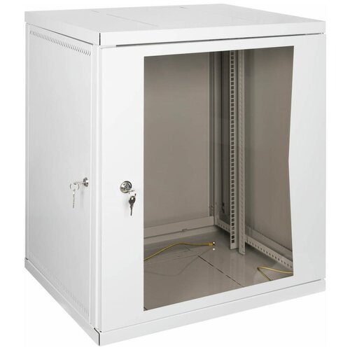 Кддс Настенный разборный шкаф 19", 12U, стеклянная дверь, 600х600, серый УТ000003578