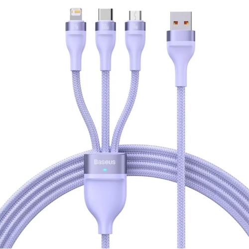Кабель передачи данных / быстрой зарядки / Data Cable USB to M+L+C 66W 1.2m Purple (CASS040005)