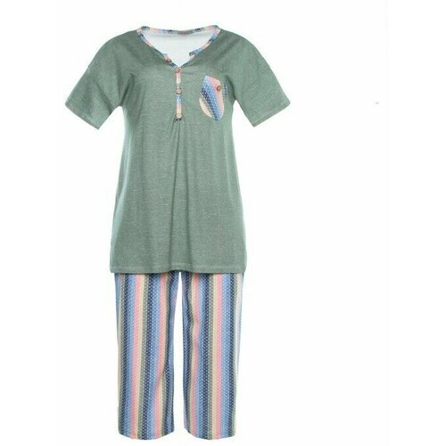 Пижама  Натали, размер 64, зеленый, мультиколор