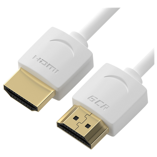 GCR Кабель SLIM 1.0m HDMI 2.0, белый, OD3.8mm, HDR 4:2:2, Ultra HD, 4K 60 fps 60Hz, 3D, AUDIO, 18.0 Гбит/с, 30/30 AWG (GCR-51481)
