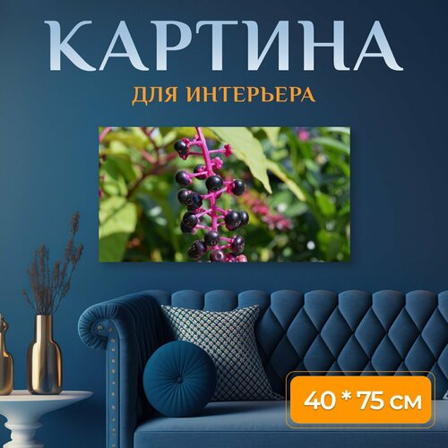 Картина на холсте "Цветок, природа, фиолетовый" на подрамнике 75х40 см. для интерьера
