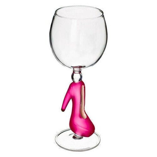 Бокал для вина из стекла ручной работы. "Туфелька розовая"
