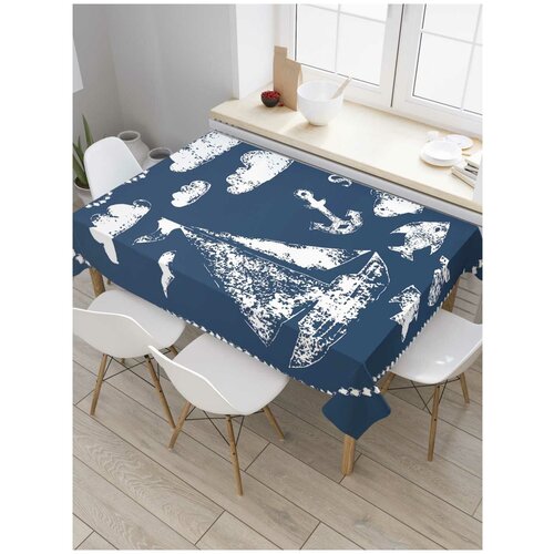Скатерть прямоугольная JoyArty на кухонный стол "Морская поэзия" из оксфорда, 180x145 см