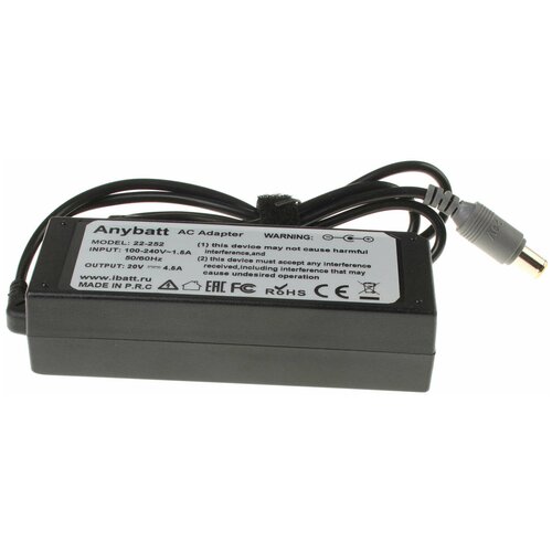 Блок питания Anybatt 22-U1-252 20V 4,5A, 90W, 7.9*5.6 mm, pin для IBM-Lenovo B590, ThinkPad X230, B580, ThinkPad X220, ThinkPad X201, ThinkPad X200, ThinkPad T430s, ThinkPad X100e, B480, ThinkPad Edge E530, ThinkPad X220i, ThinkPad X120e,